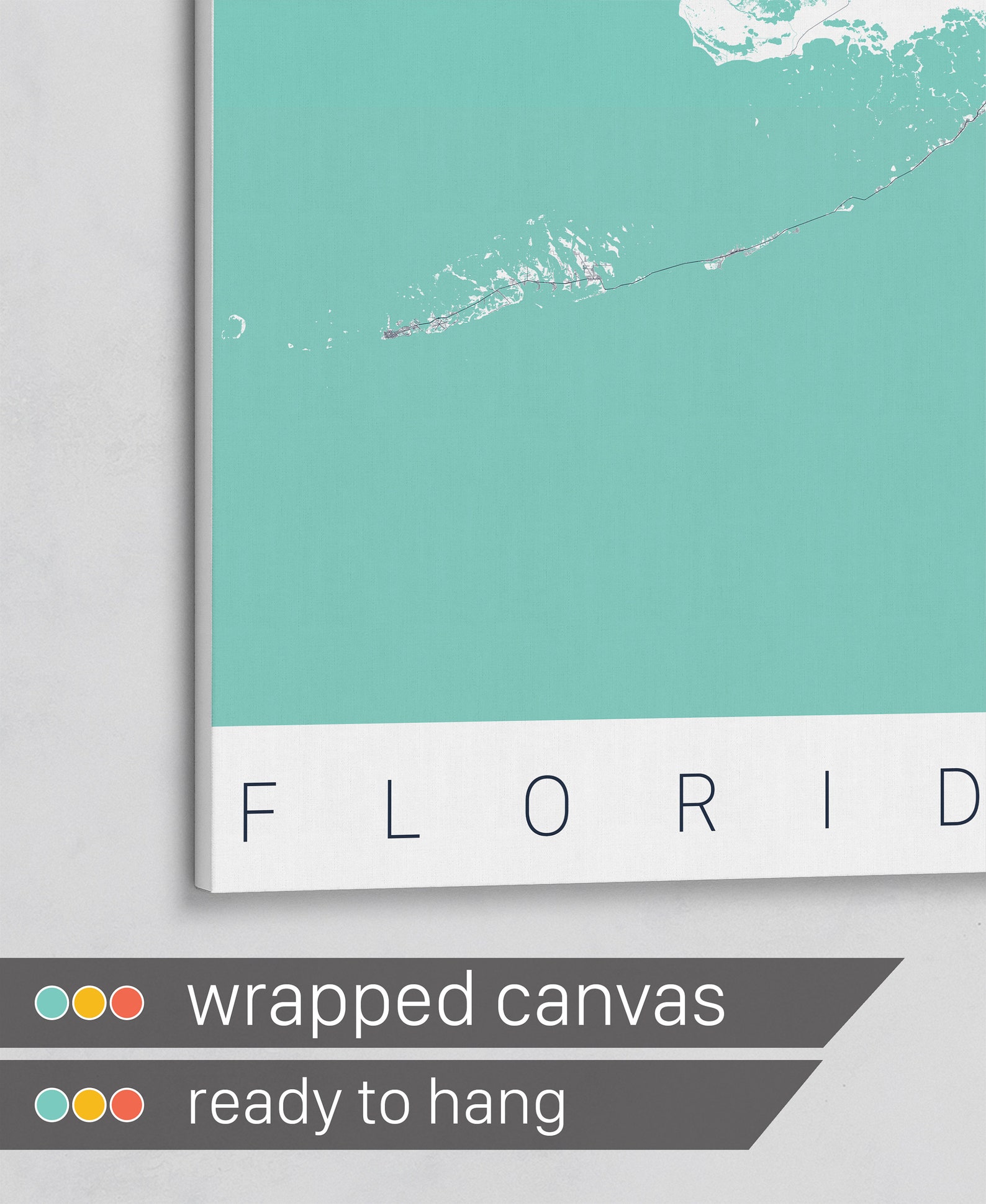 Map of the Florida Keys Framed Canvas or Print Florida Keys - Etsy