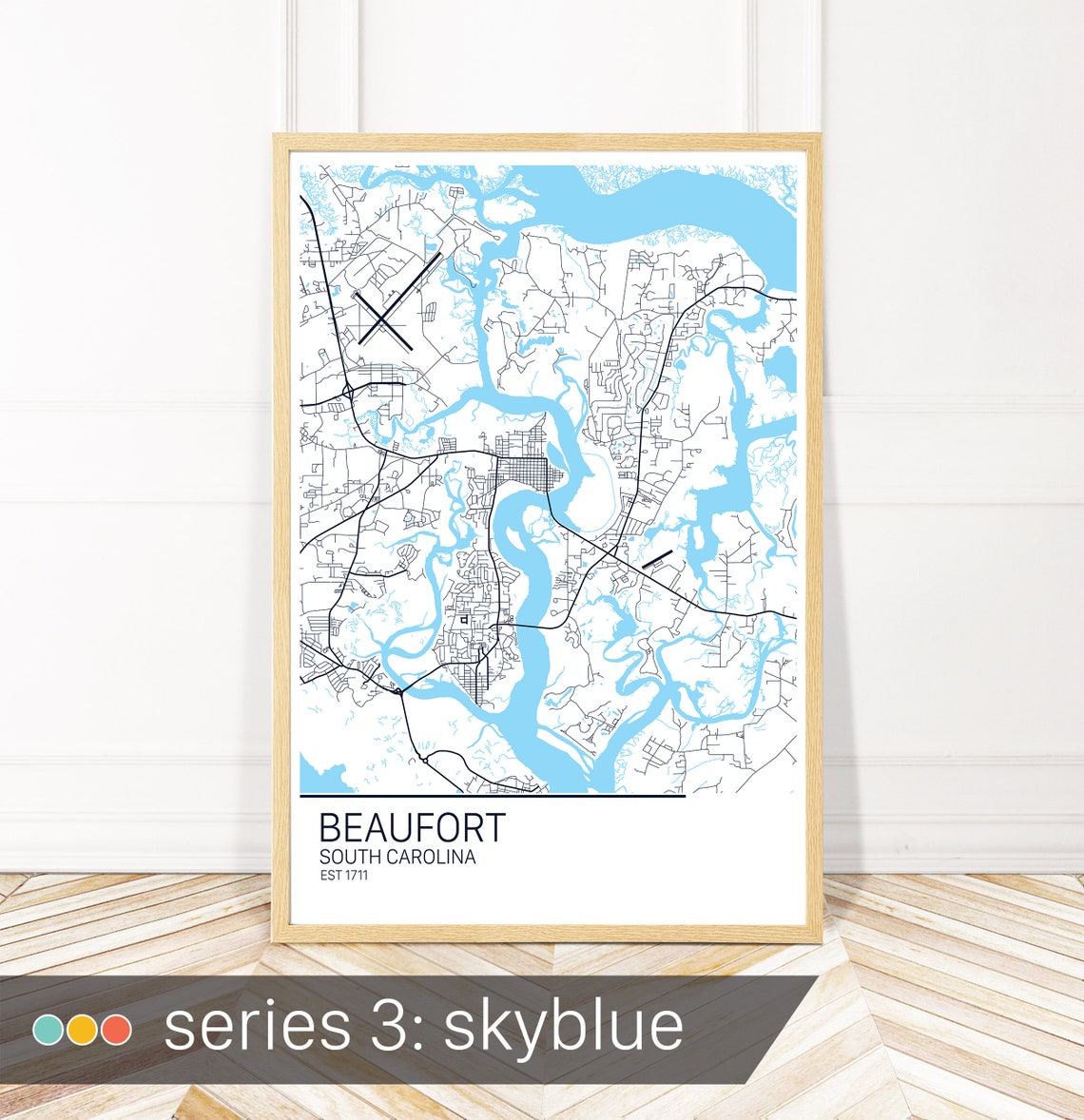 Beaufort City Art Print Map of Beaufort South Carolina - Etsy