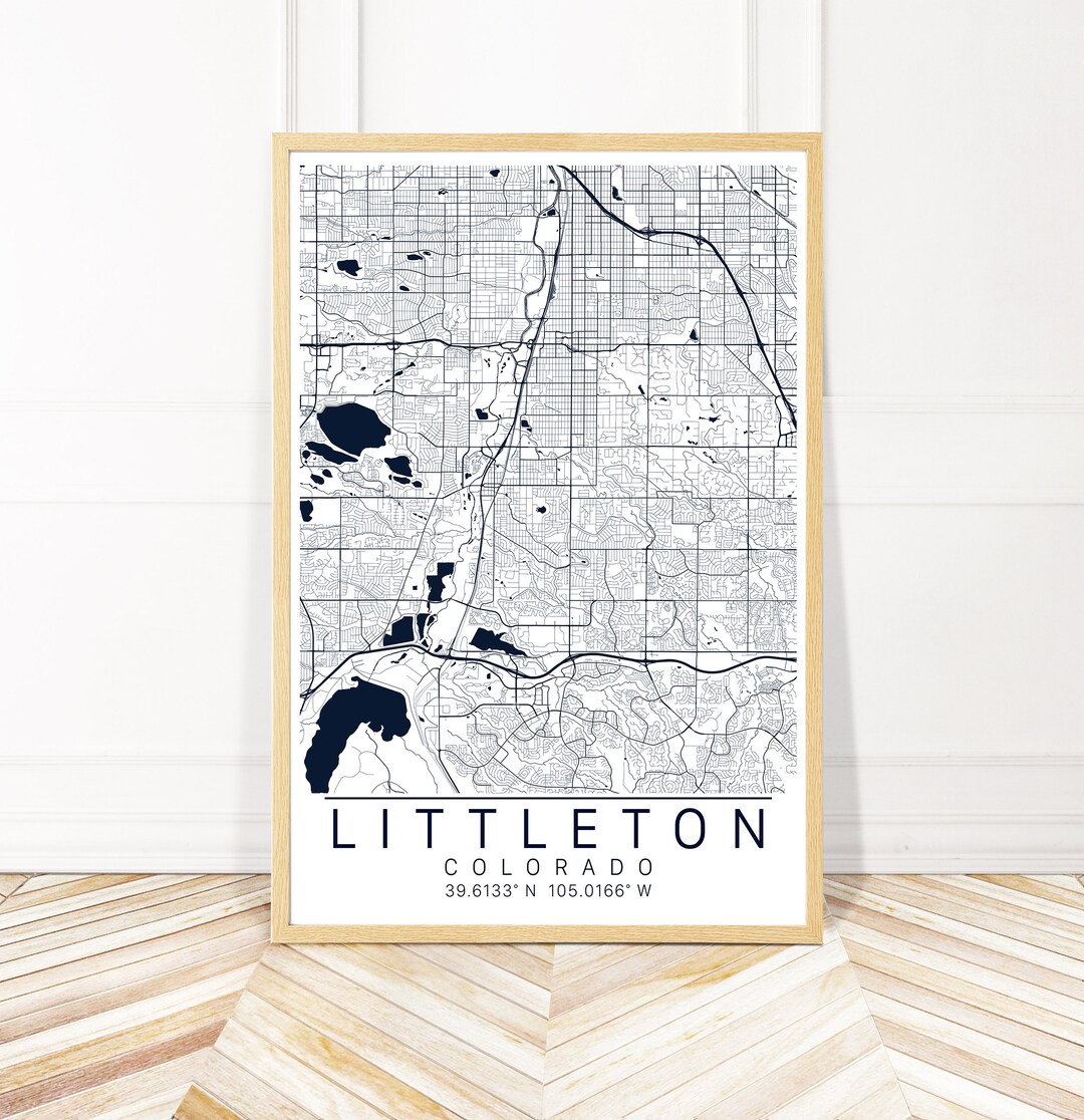 Littleton Colorado Map Art Framed, Canvas or Print - Canvas Map of ...