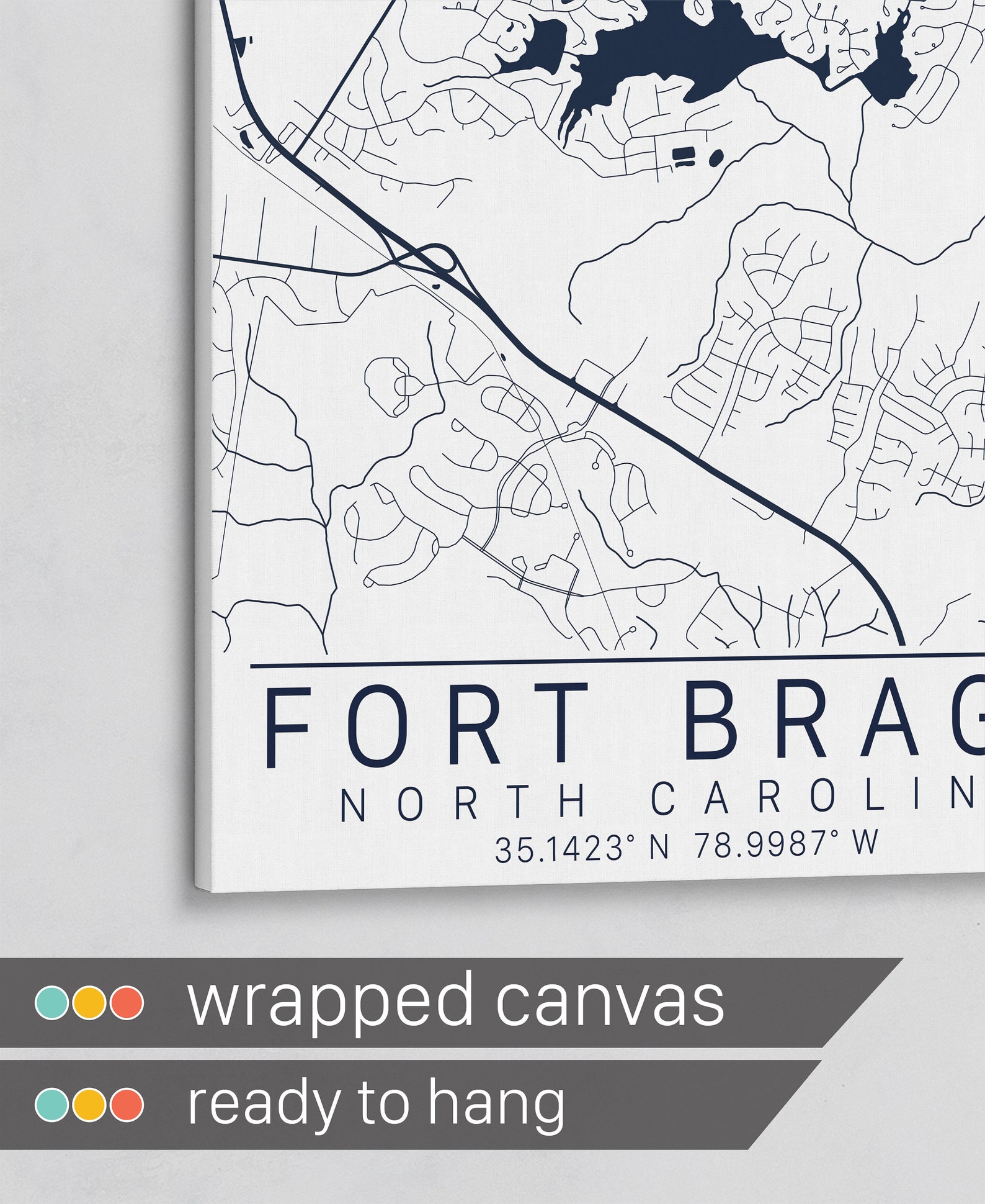 Fort Bragg Map Art City Art Map of Fort Bragg North | Etsy