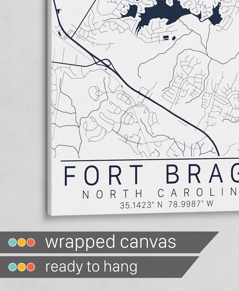 Fort Bragg Map Art City Art Map of Fort Bragg North | Etsy