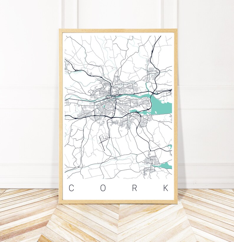 Map of Cork Ireland Framed Canvas or Print Map of Cork - Etsy