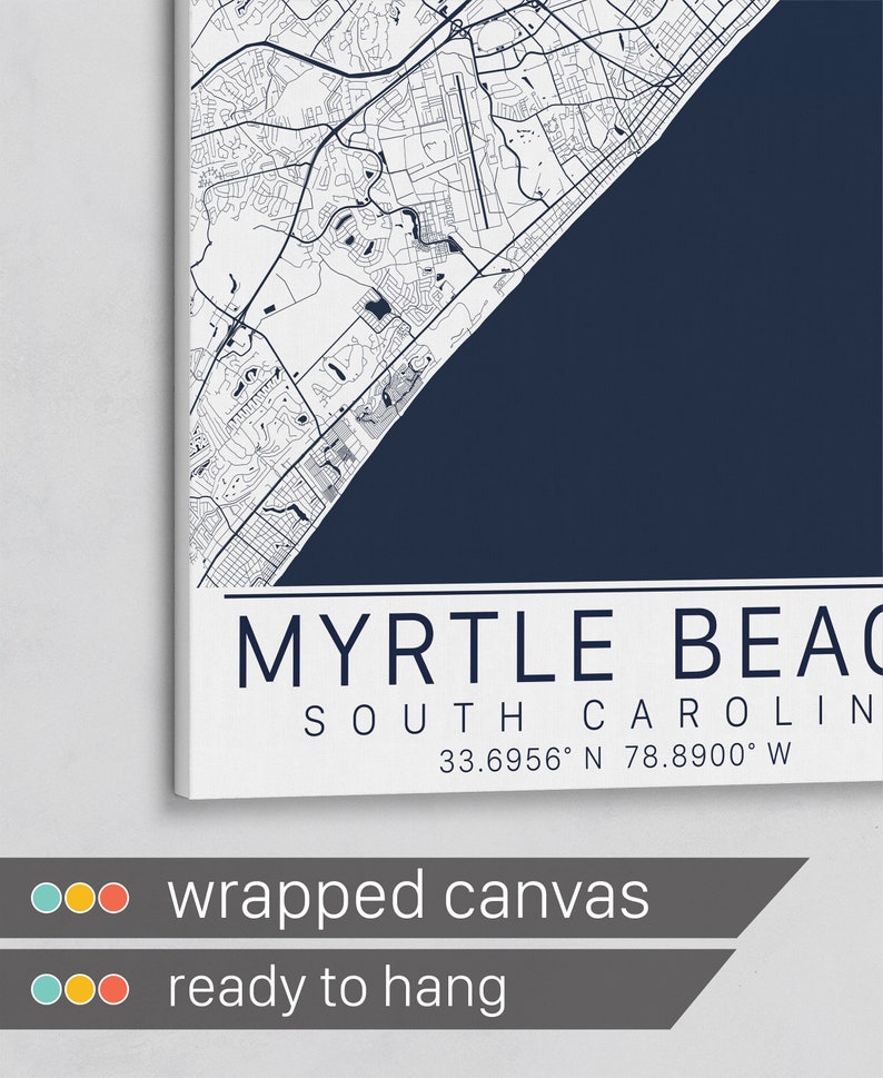 Myrtle Beach Map Art - City Art - Map of Myrtle Beach South Carolina ...