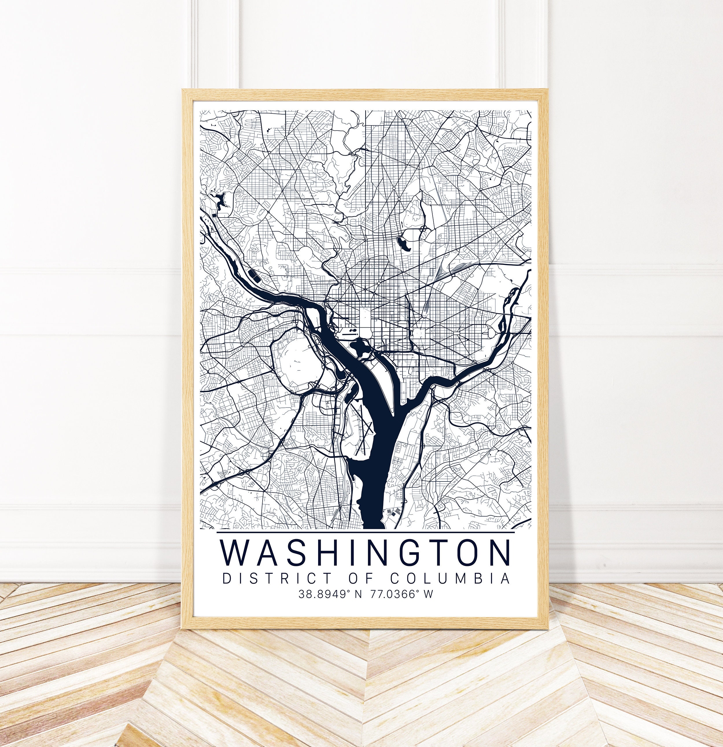 Washington DC Map Art Map Print of Washington DC City Art - Etsy