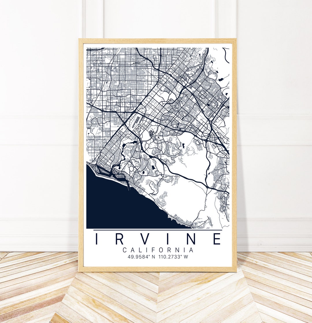 Irvine California Map Art Print - Map of Irvine CA - City Art - Print ...