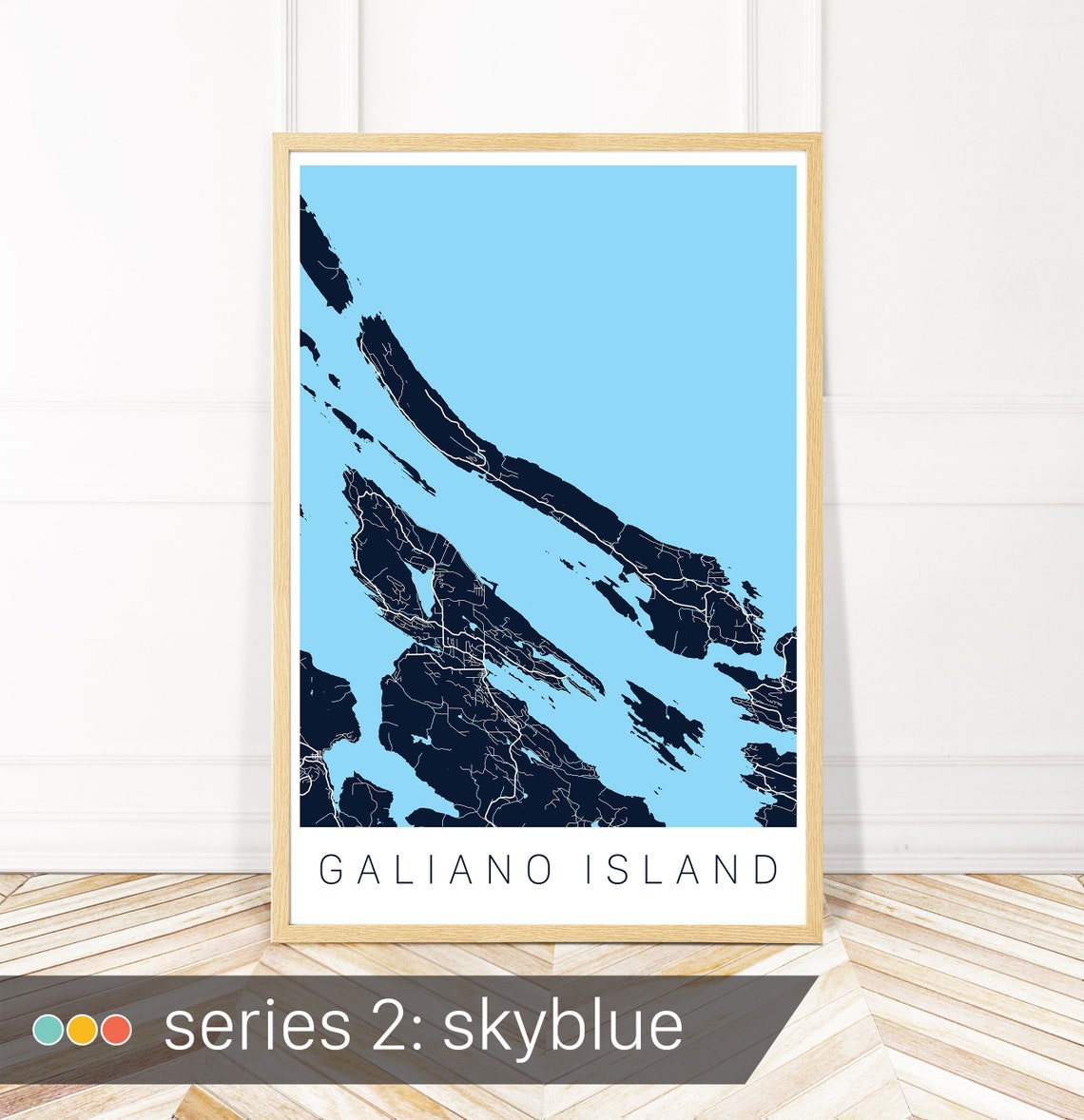 Galiano Island Map Art Print City Art Map of Galiano | Etsy