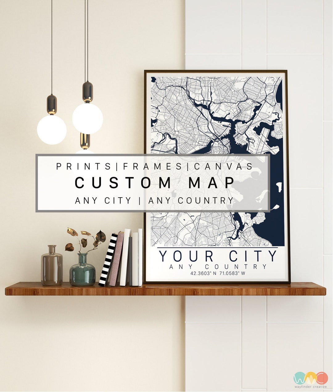City Map Wall Art Framed, Canvas or Print - Wayfinder Creative - Etsy