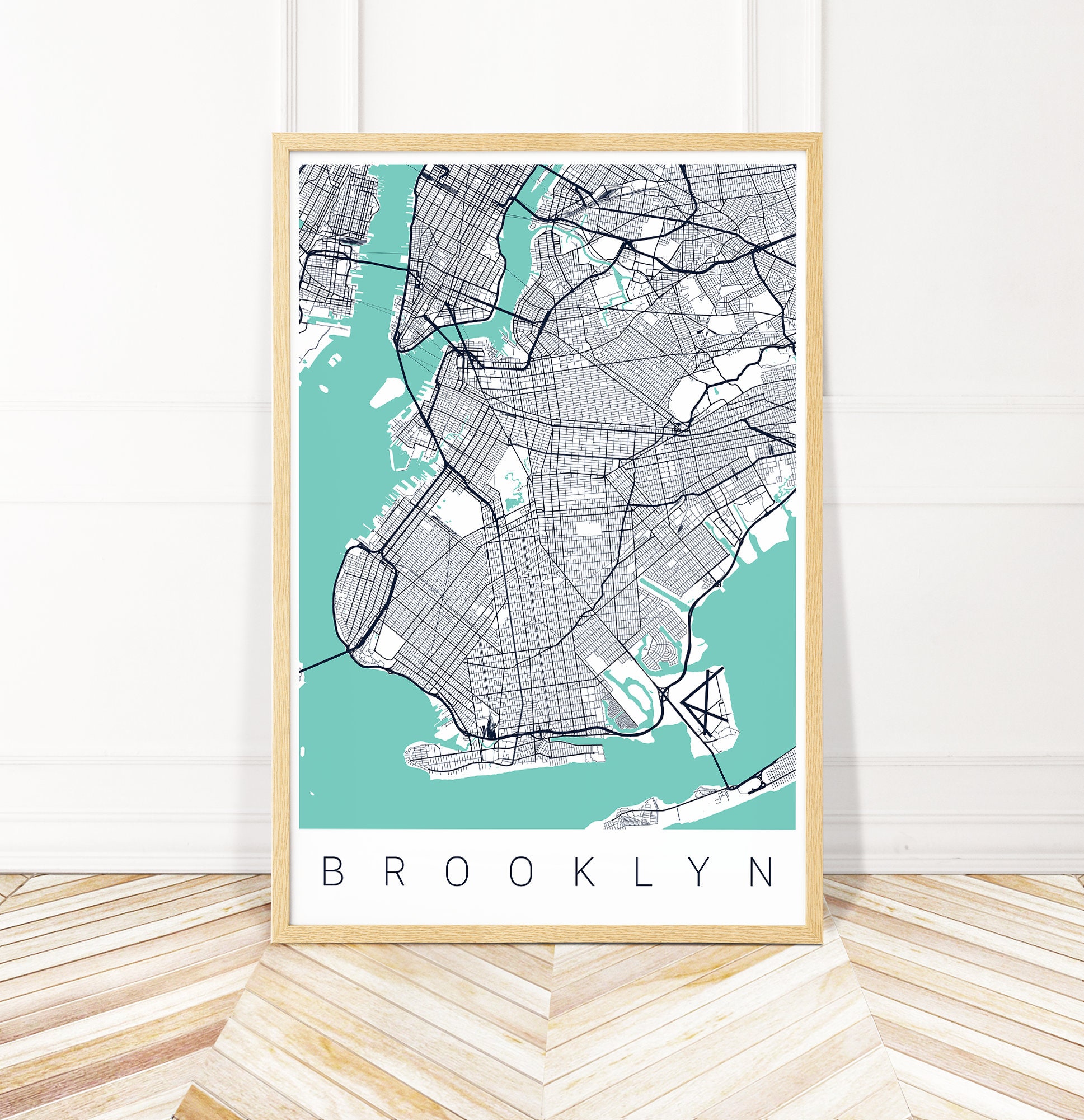 Brooklyn Map Art Print Map of Brooklyn New York City Art | Etsy