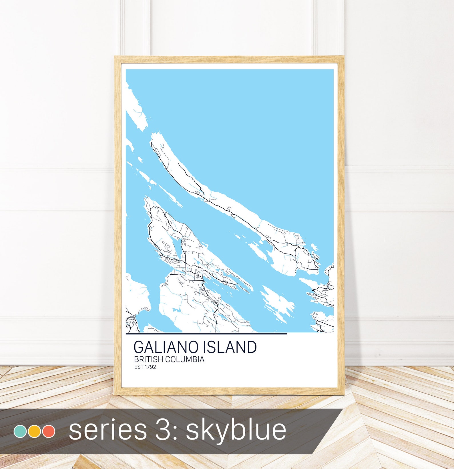 Galiano Island Map Art Print City Art Map of Galiano | Etsy