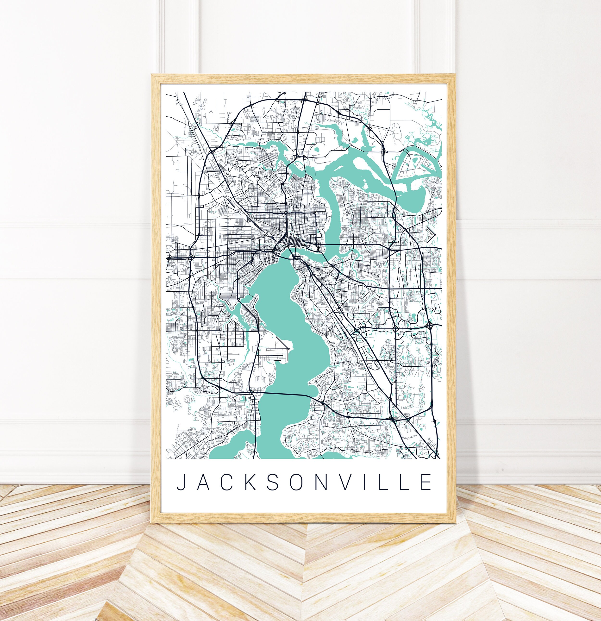 Jacksonville Map Art Print Map of Jacksonville Florida | Etsy