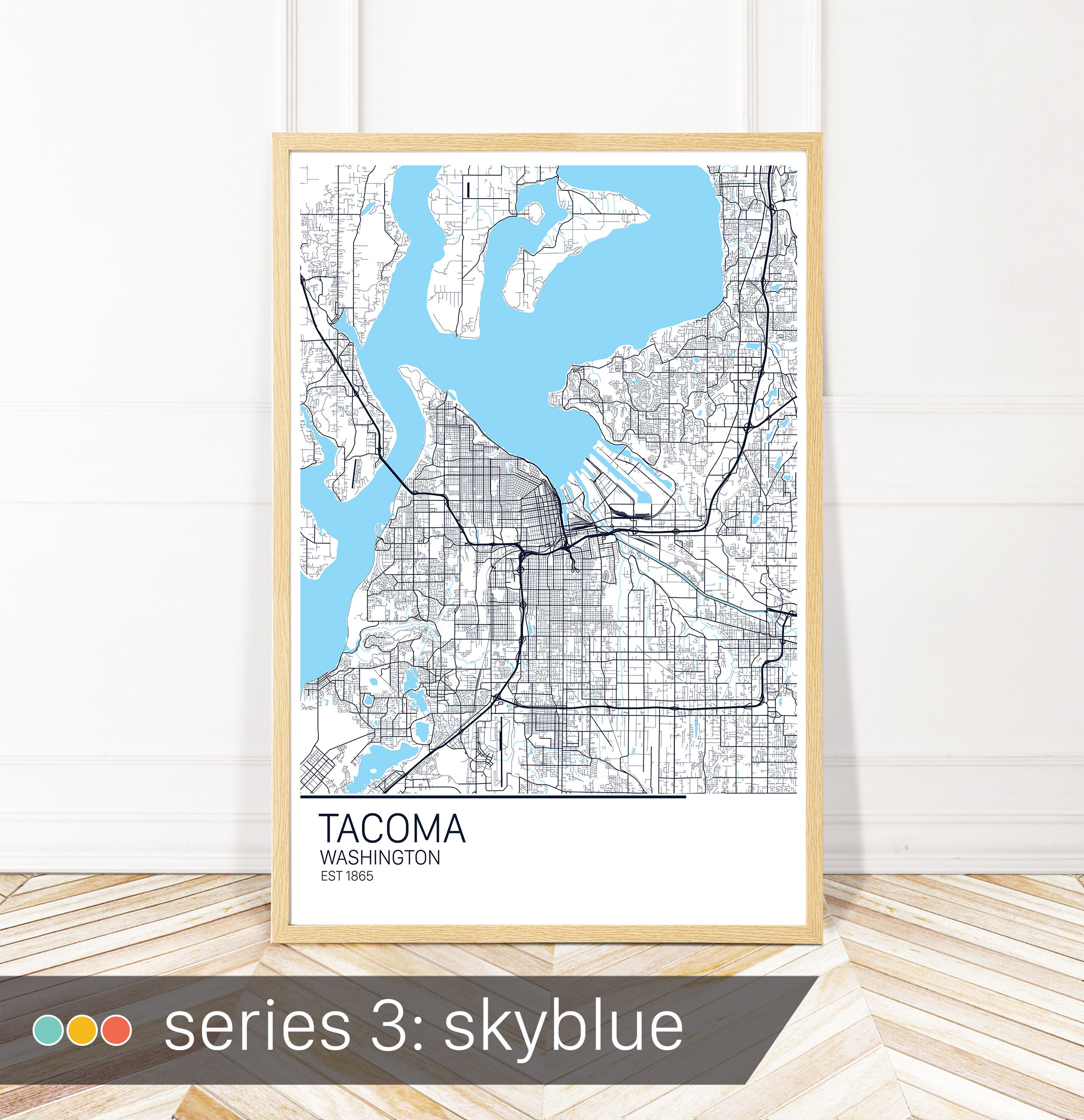 Tacoma Map Art Map of Tacoma Washington City Art Print | Etsy