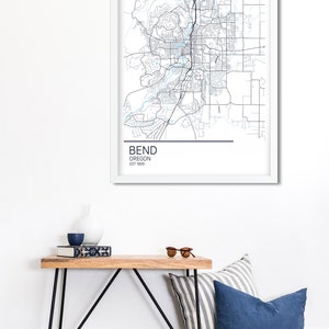 Bend OR Map Art Framed Canvas or Print Map of Bend Oregon - Etsy