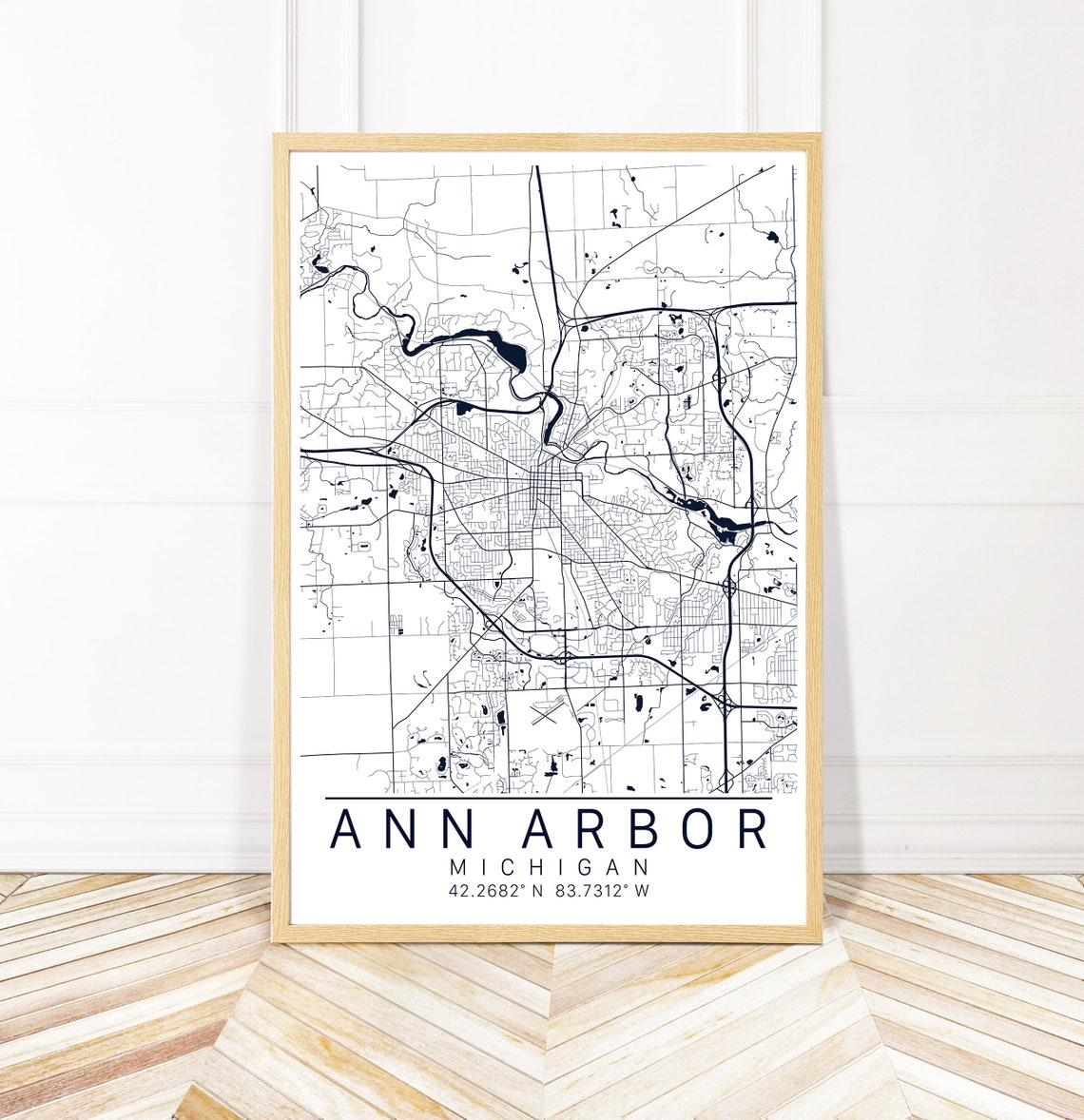 Ann Arbor Map Art Map Print of Ann Arbor Michigan City | Etsy