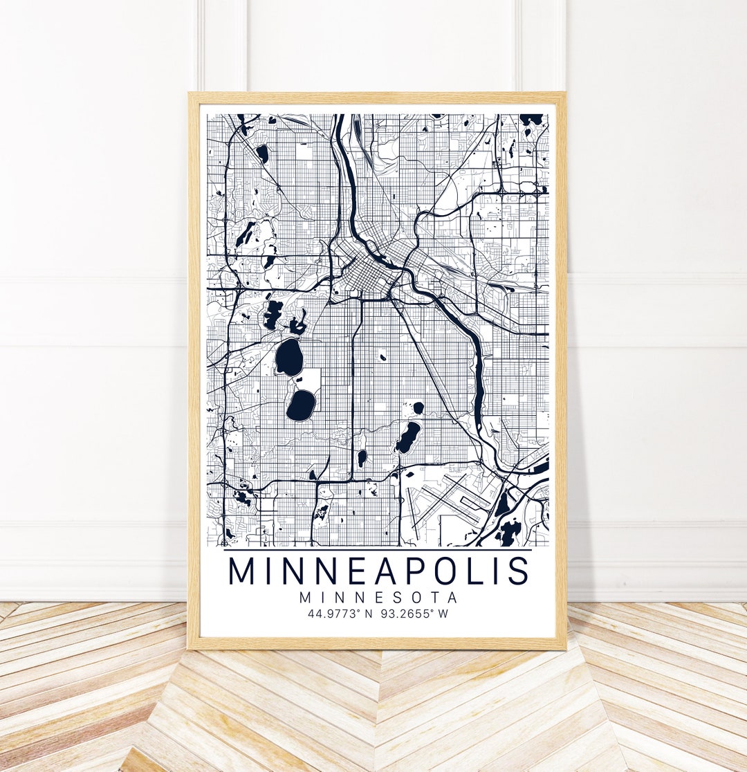 Minneapolis Map Print - City Art - Map of Minneapolis Minnesota - Print ...