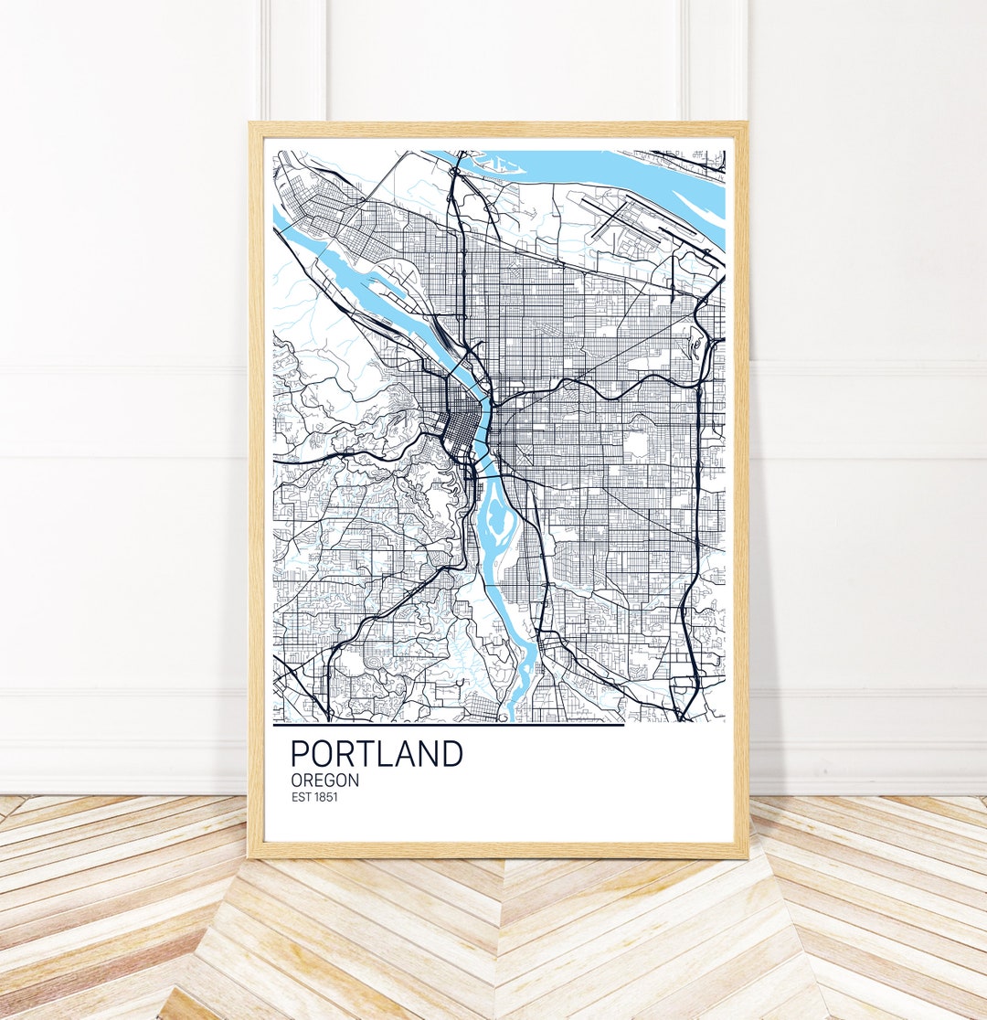 Portland Oregon Map Art - City Print - Map Art - Portland OR City Art ...