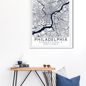 Philadelphia Map Art Framed, Canvas or Print - City Map Wall Art by ...