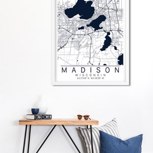 Madison Map Art - Map of Madison Wisconsin - City Art - City Map - City ...