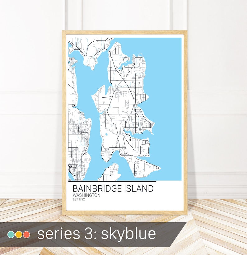 Bainbridge Island Map Art Print Map of Bainbridge Island - Etsy