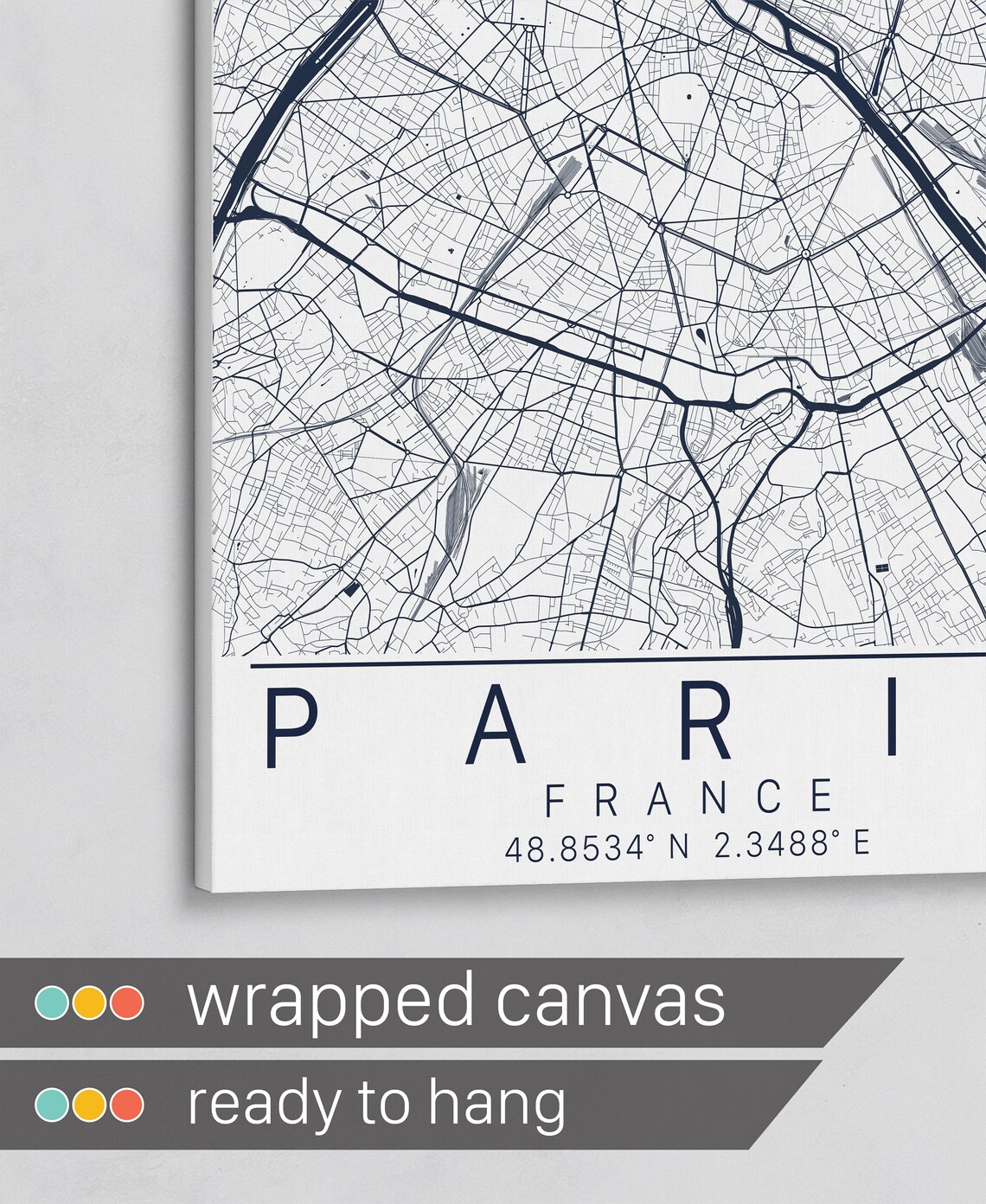 Paris Map Art Print Framed Paris Map Art Canvas Paris City | Etsy