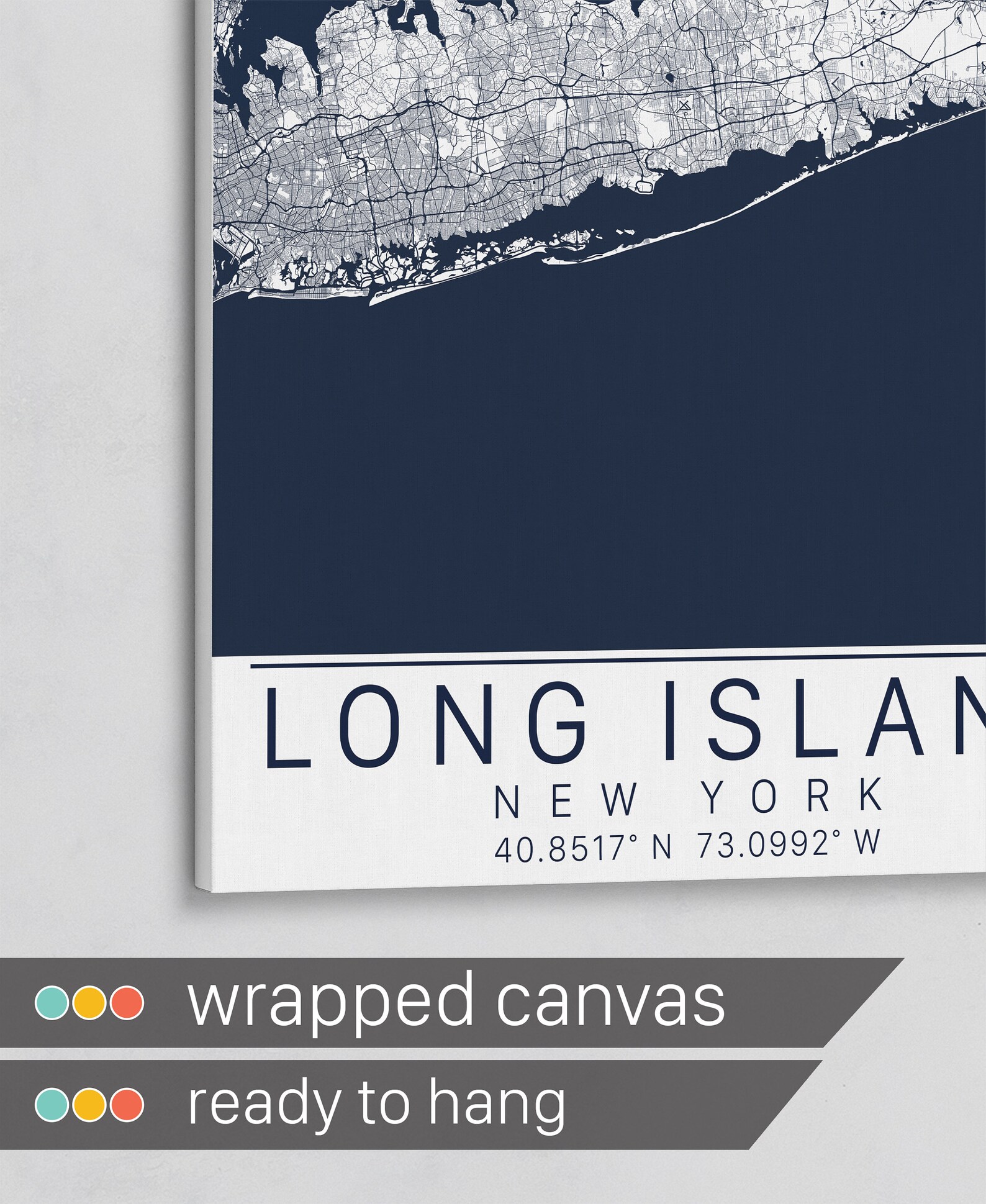 Long Island Map Art Framed Canvas Or Print City Map Wall Etsy