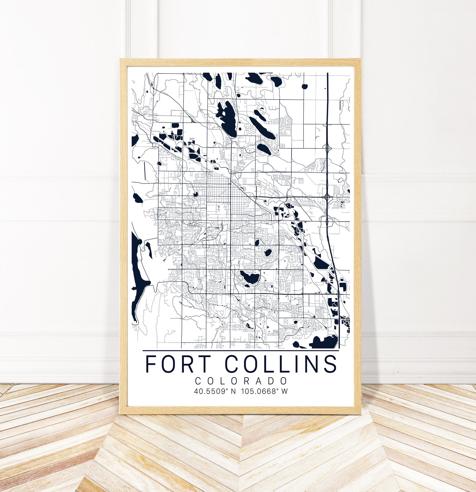 Fort Collins Map Art Print Map of Fort Collins Colorado - Etsy