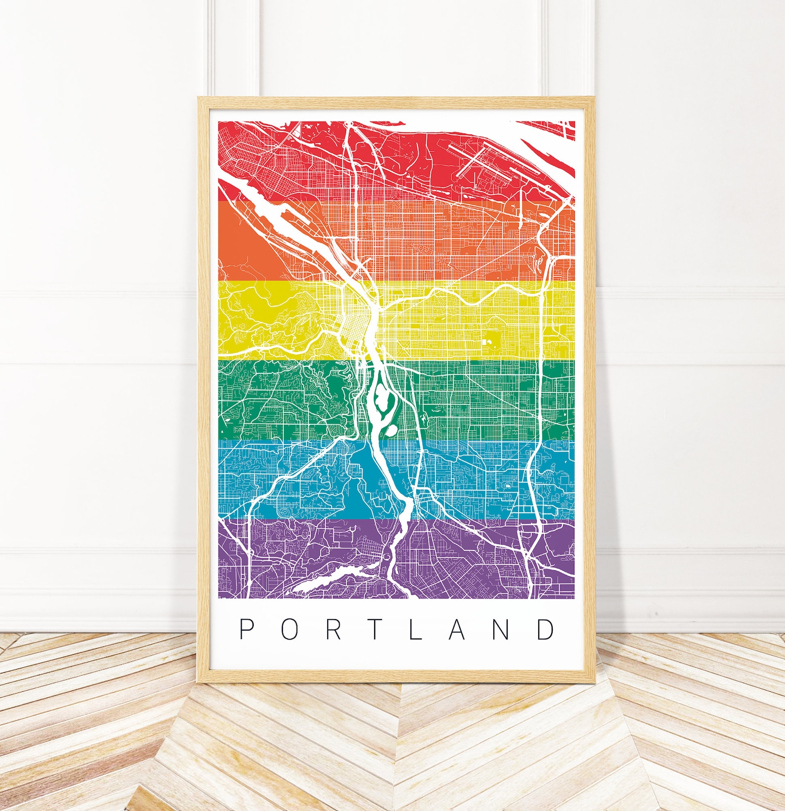 Portland Oregon Rainbow Map Art - Pride Art - LGBTQ - Etsy