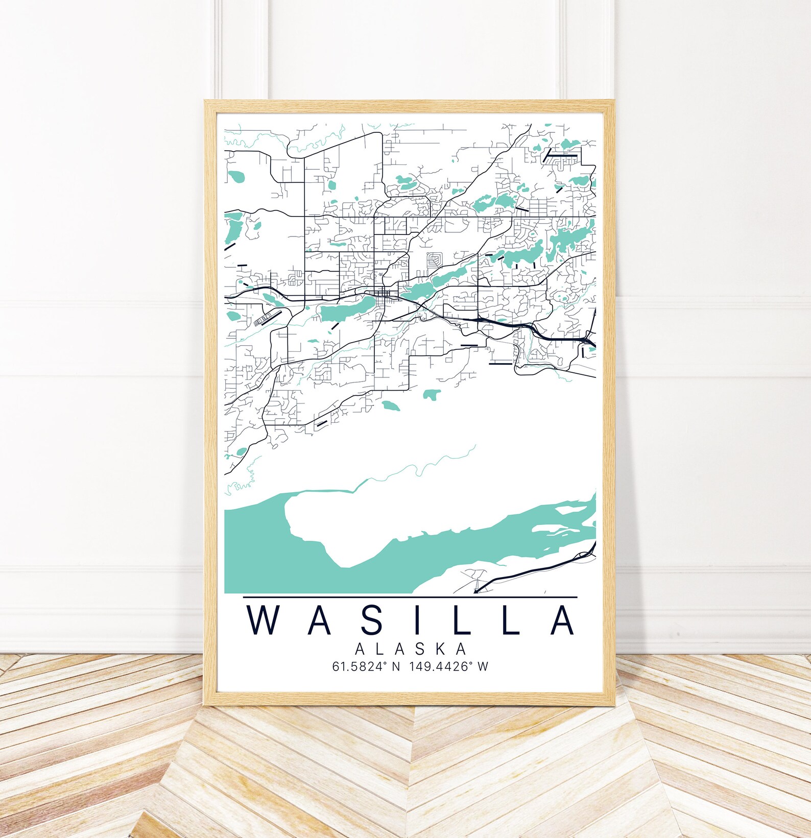 Wasilla Map Art Print City Art Map of Wasilla Alaska | Etsy