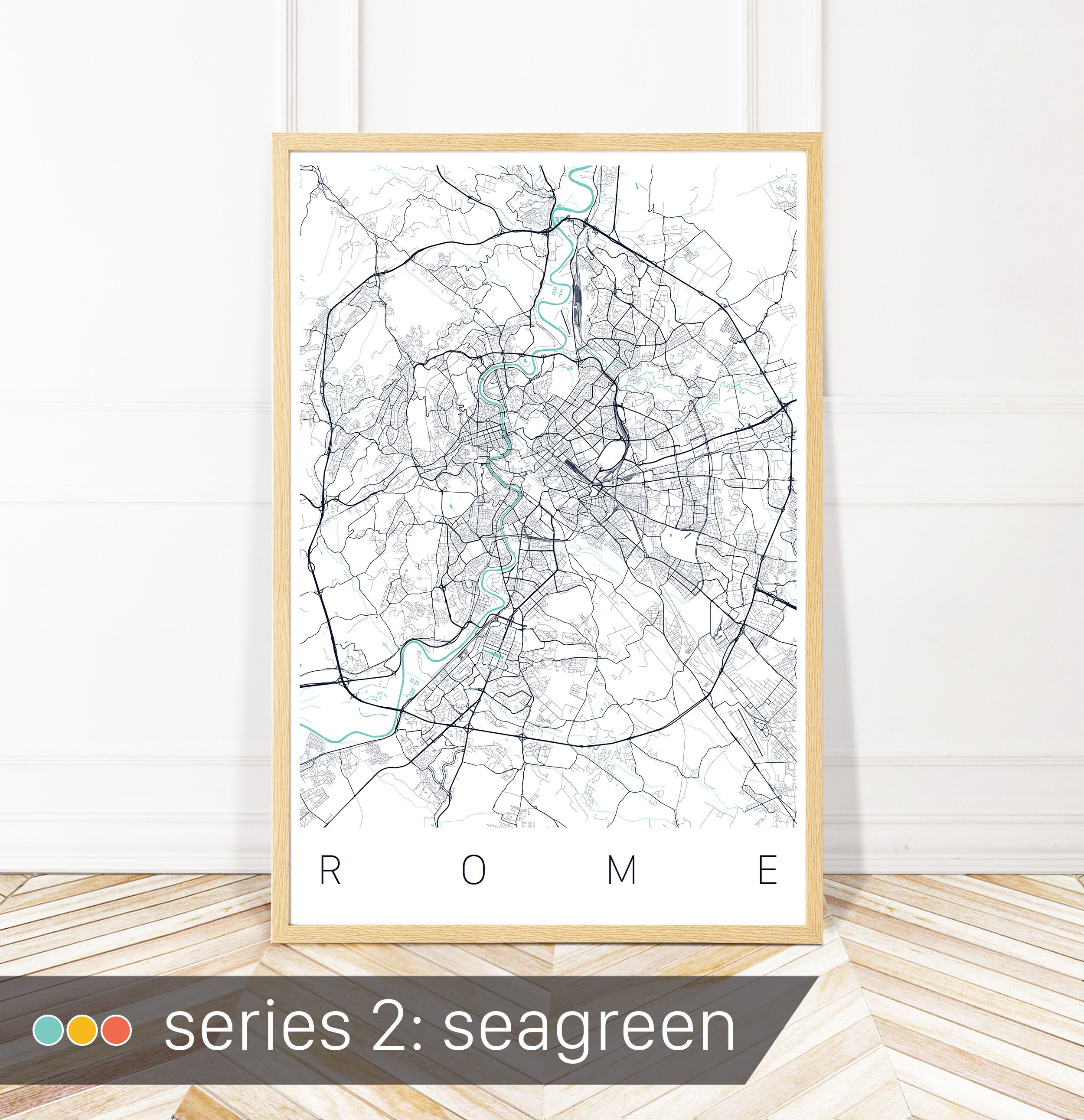 Rome Map Art Print Map of Rome Italy City Art Framed - Etsy