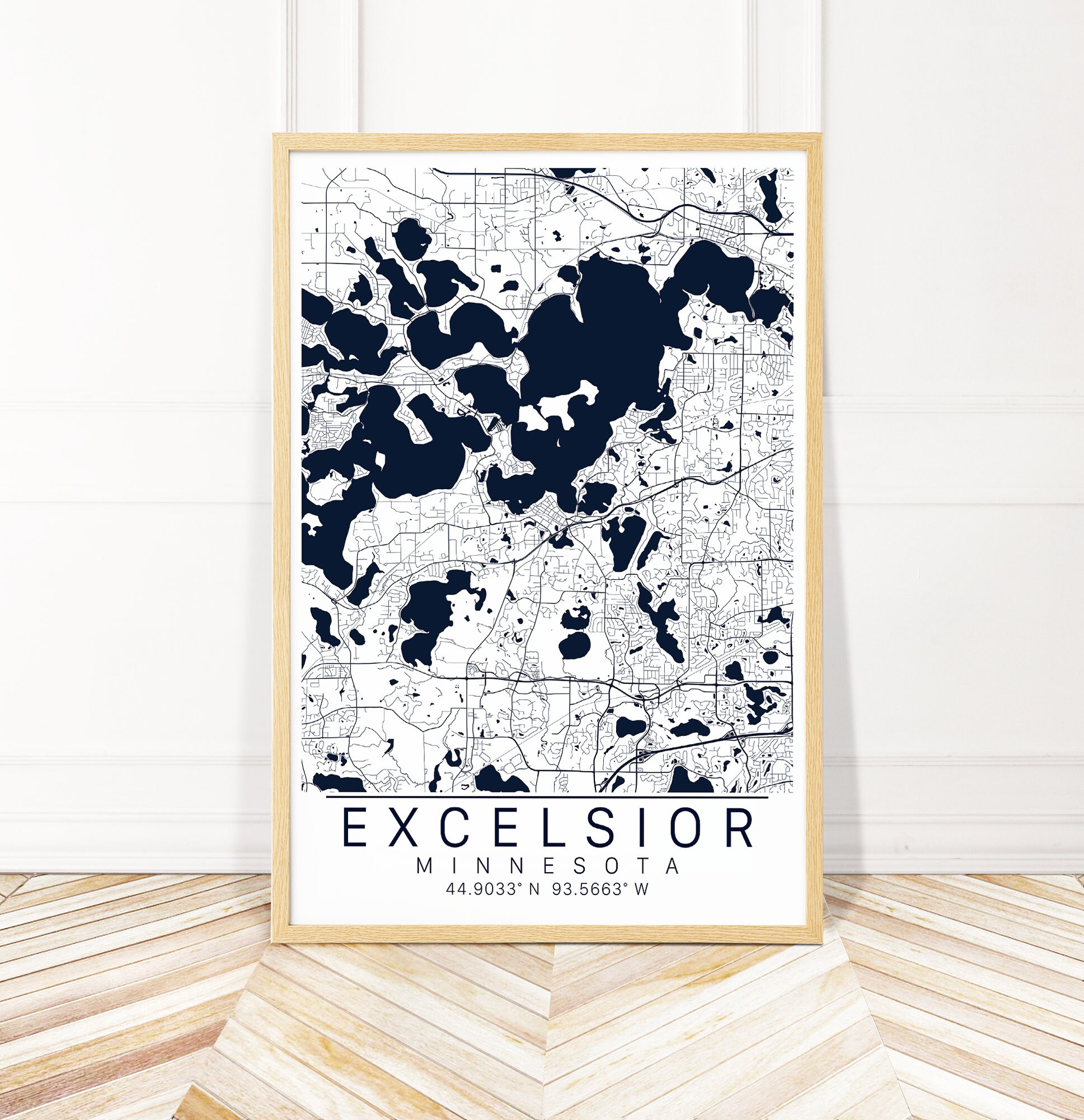 Excelsior Minnesota City Art - Wall Map - Framed Unframed or Canvas ...
