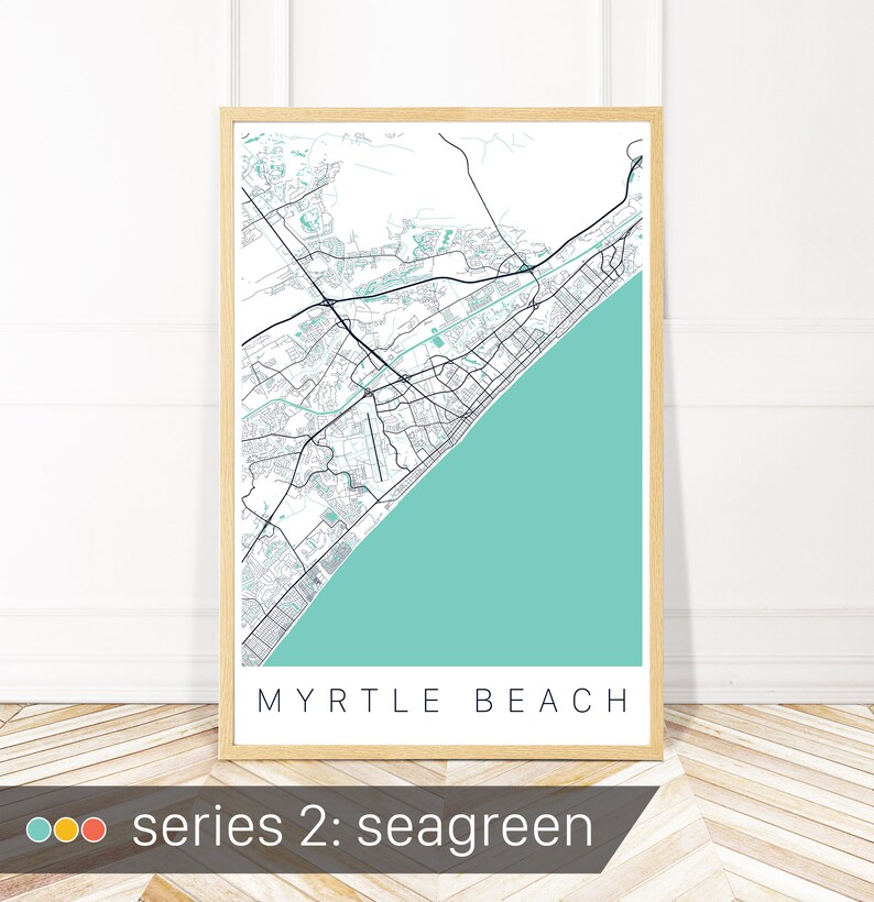 Myrtle Beach Map Art - City Art - Map of Myrtle Beach South Carolina ...