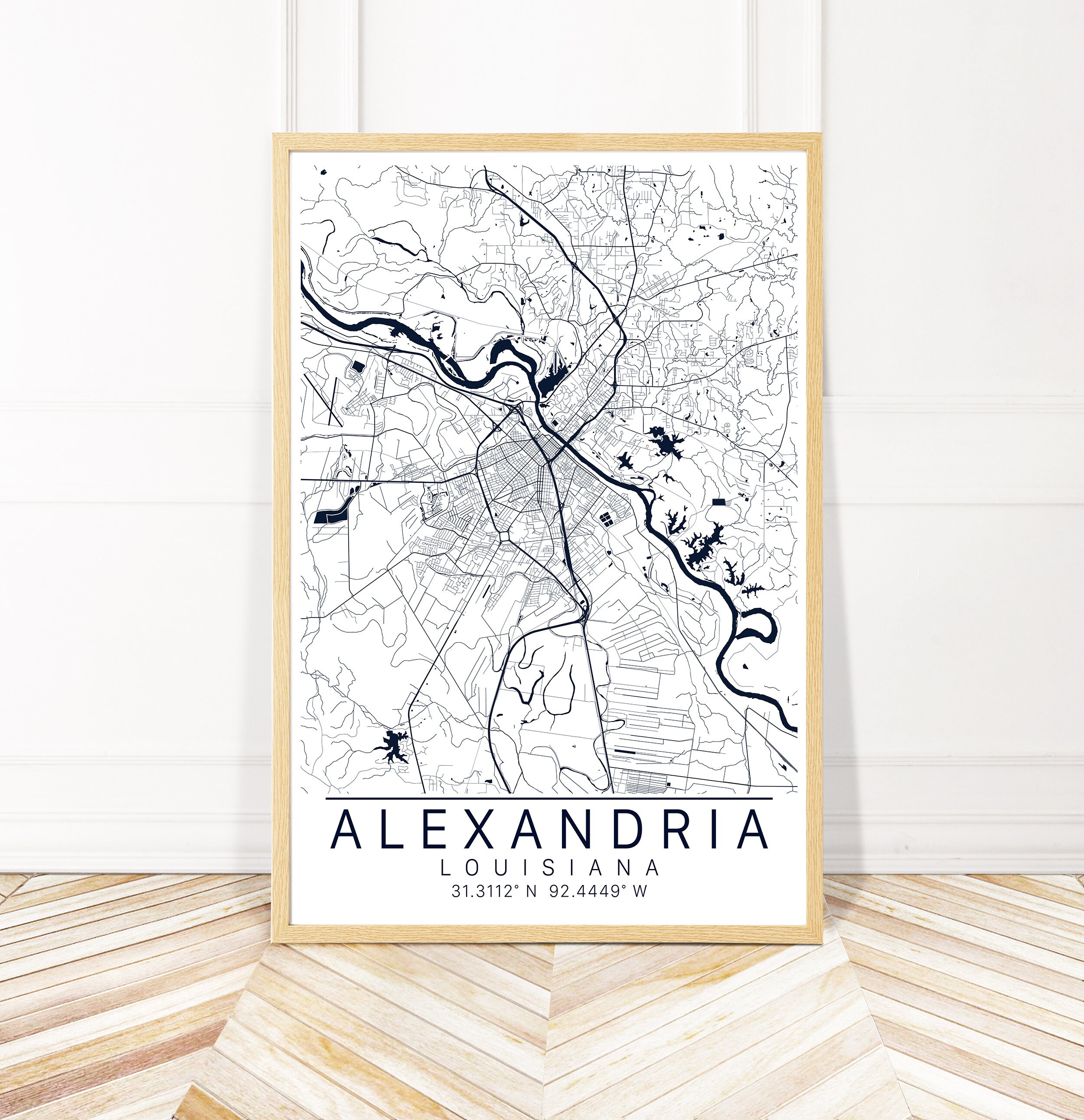 Alexandria Map Art Print Alexandria Louisiana City Art - Etsy