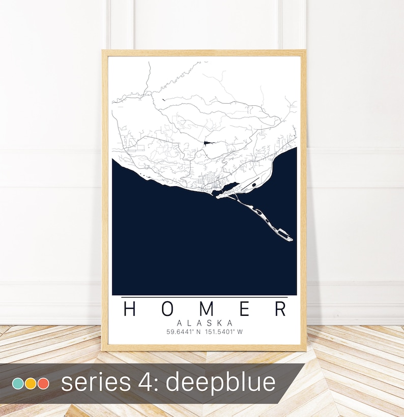 Homer Alaska Map Art Print Map of Homer AK City Art | Etsy