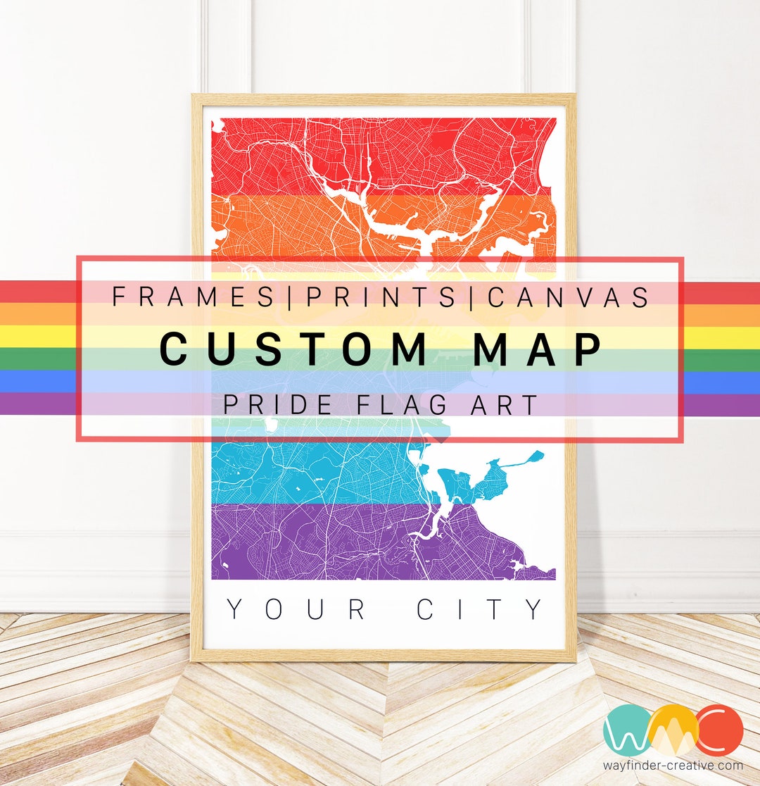 Custom Rainbow Map Art - Pride Art - LGBTQ - Queer Art - Etsy