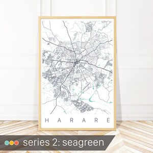 Harare Map Print - City Art - Map of Harare Zimbabwe - Wayfinder ...