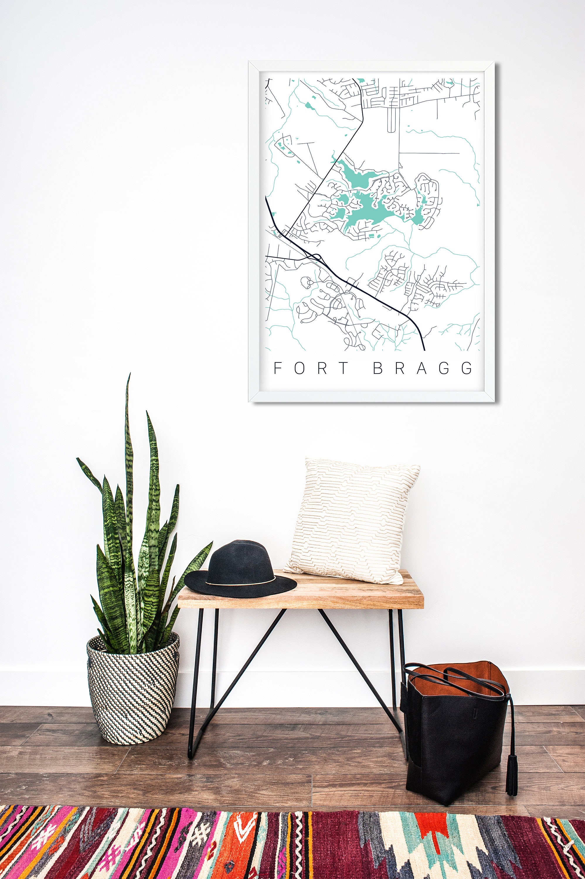 Fort Bragg Map Art City Art Map of Fort Bragg North - Etsy