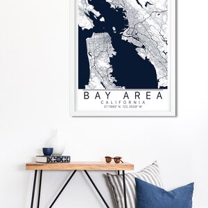 Bay Area Map Art - Framed, Canvas or Print - City Map Wall Art by ...