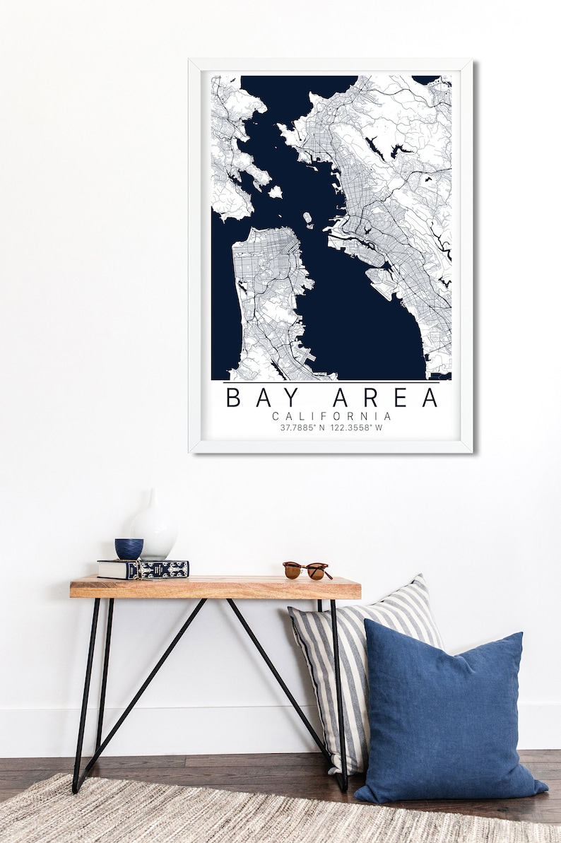Bay Area Map Art Framed Canvas or Print City Map Wall Art - Etsy
