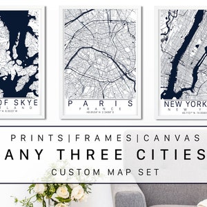 City Art - Custom City Map Bundle - Office Wall Art - Framed City Maps ...
