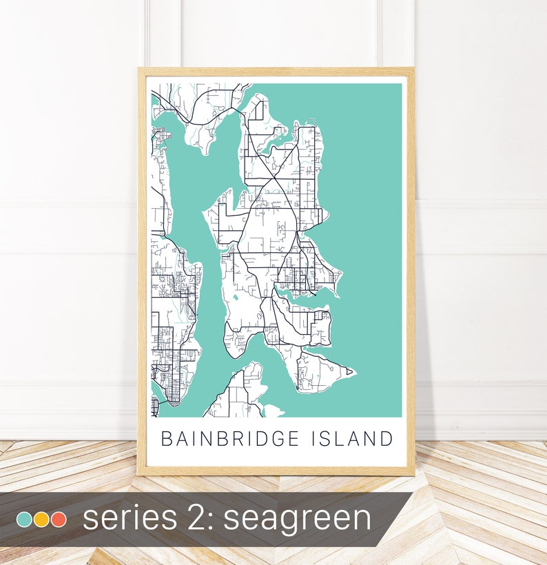Bainbridge Island Map Art Print Map of Bainbridge Island - Etsy