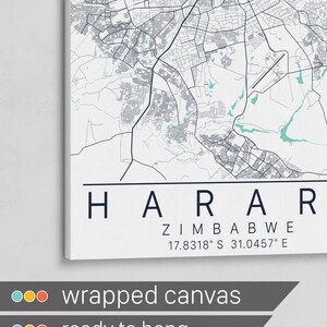 Harare Map Print - City Art - Map of Harare Zimbabwe - Wayfinder ...