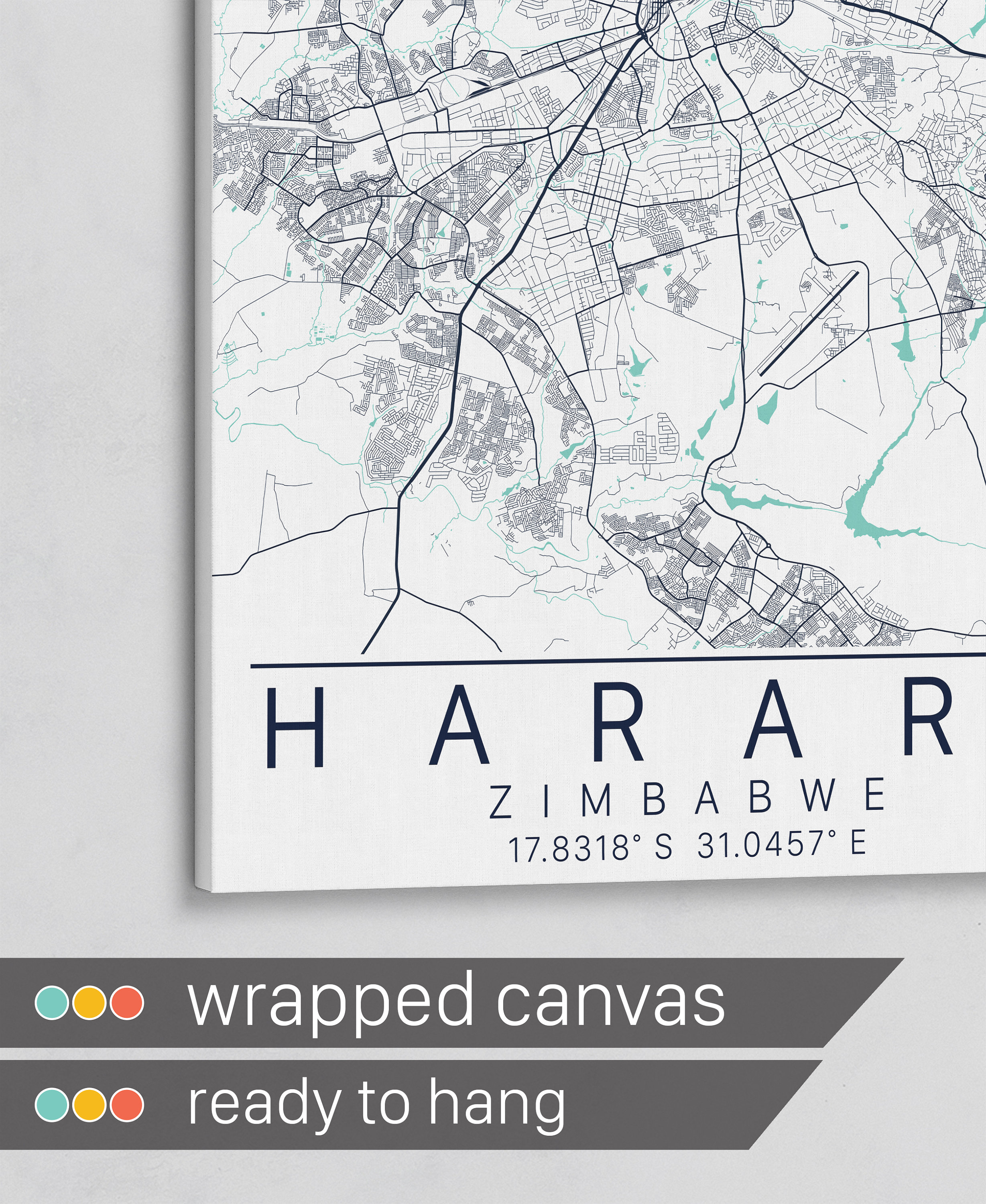 Harare Map Print City Art Map of Harare Zimbabwe | Etsy