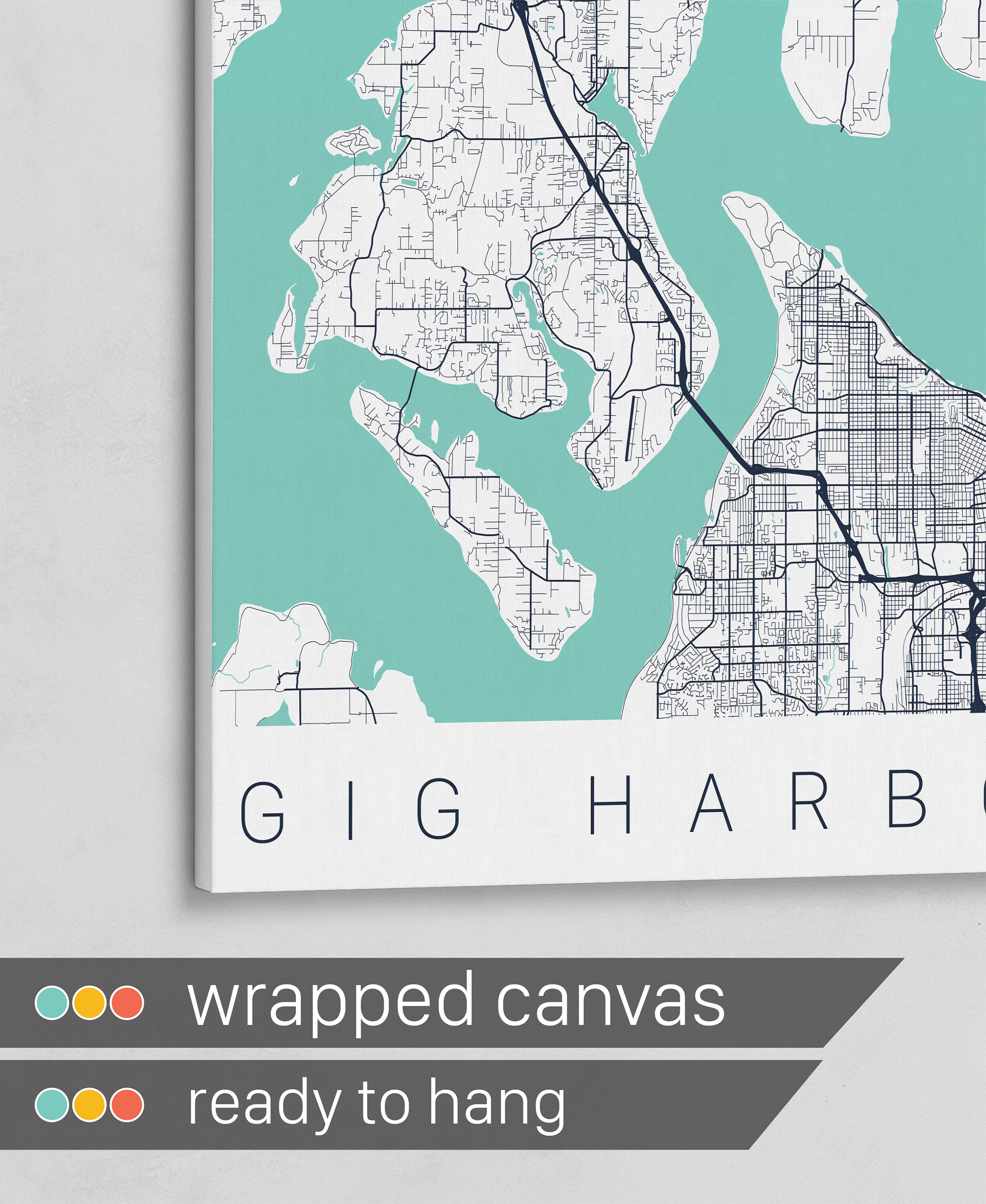 Gig Harbor Map Art Gig Harbor City Art Print Map of Gig | Etsy