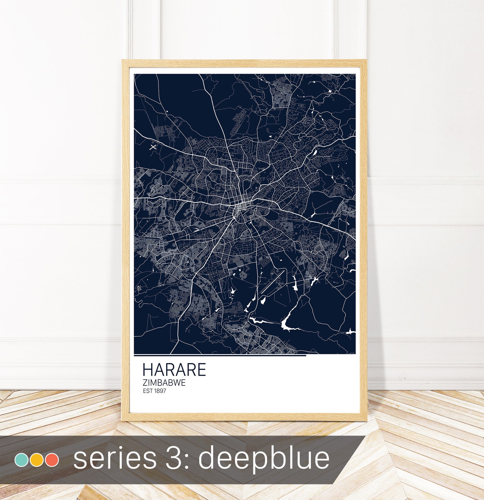 Harare Map Print City Art Map of Harare Zimbabwe | Etsy