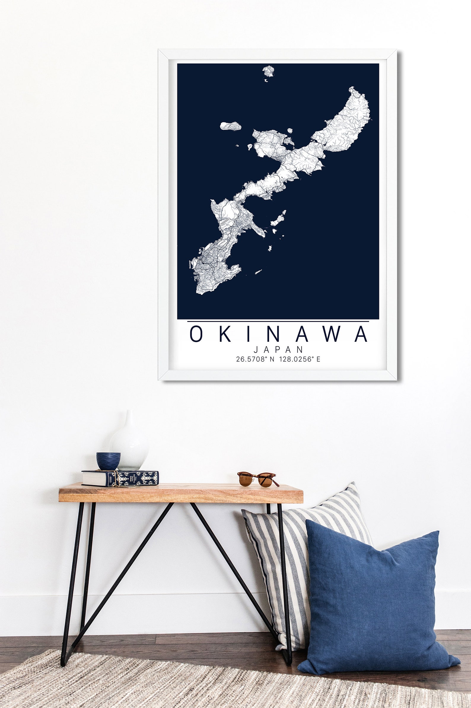 Okinawa Map Art Framed, Canvas or Print - Map of Okinawa Japan - City ...
