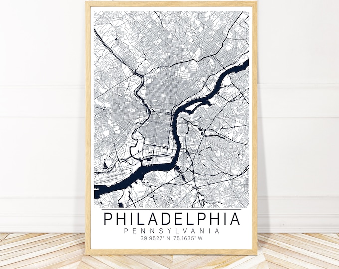 Philadelphia Map Art Framed, Canvas or Print Wayfinder Creative - Etsy
