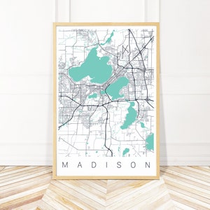 Madison Map Art Map of Madison Wisconsin City Art City | Etsy