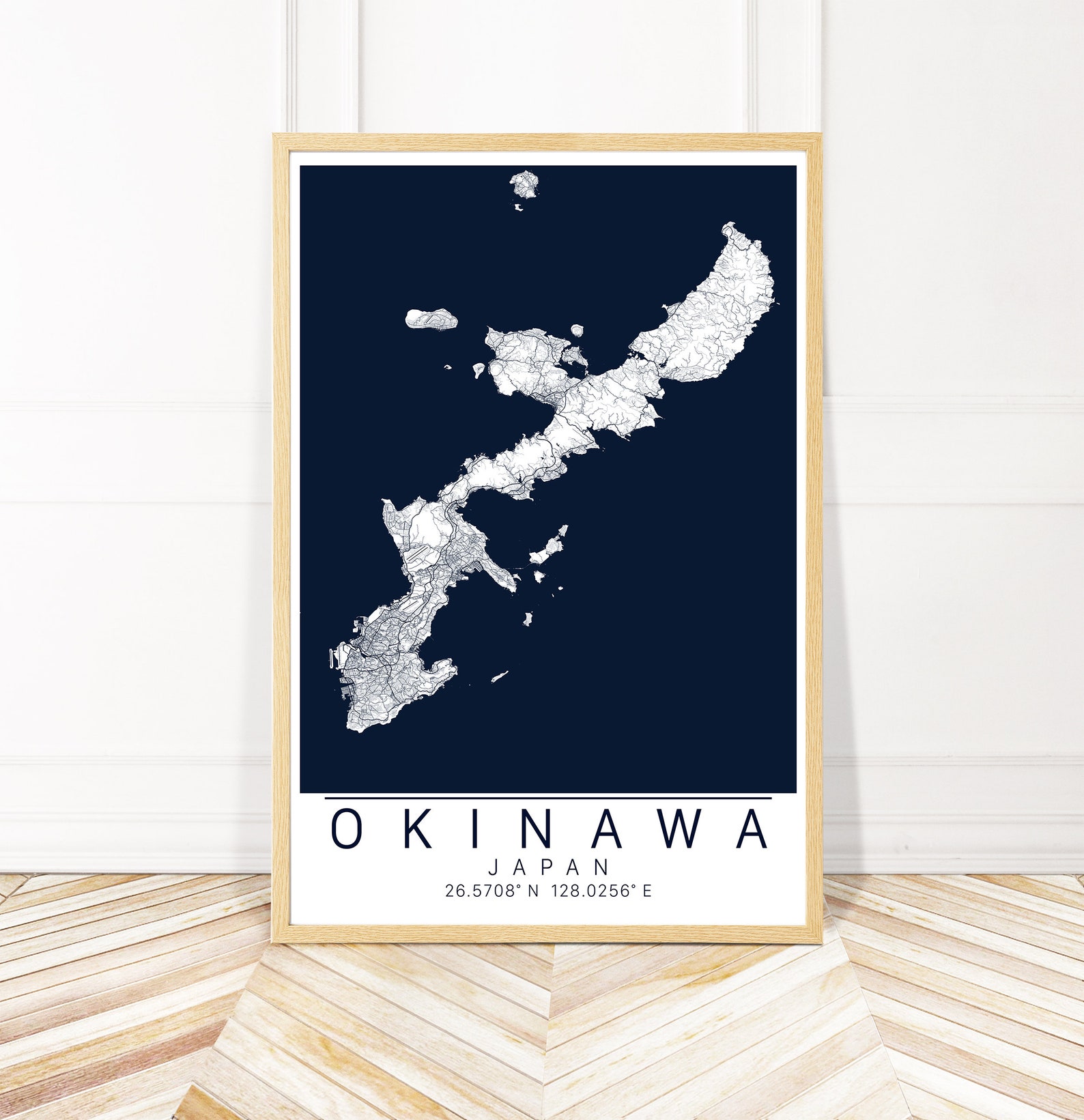 Okinawa Map Art Framed, Canvas or Print - Map of Okinawa Japan - City ...