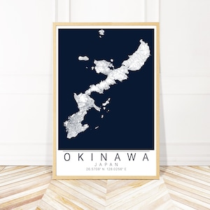 Okinawa Map Art Framed, Canvas or Print - Map of Okinawa Japan - City ...