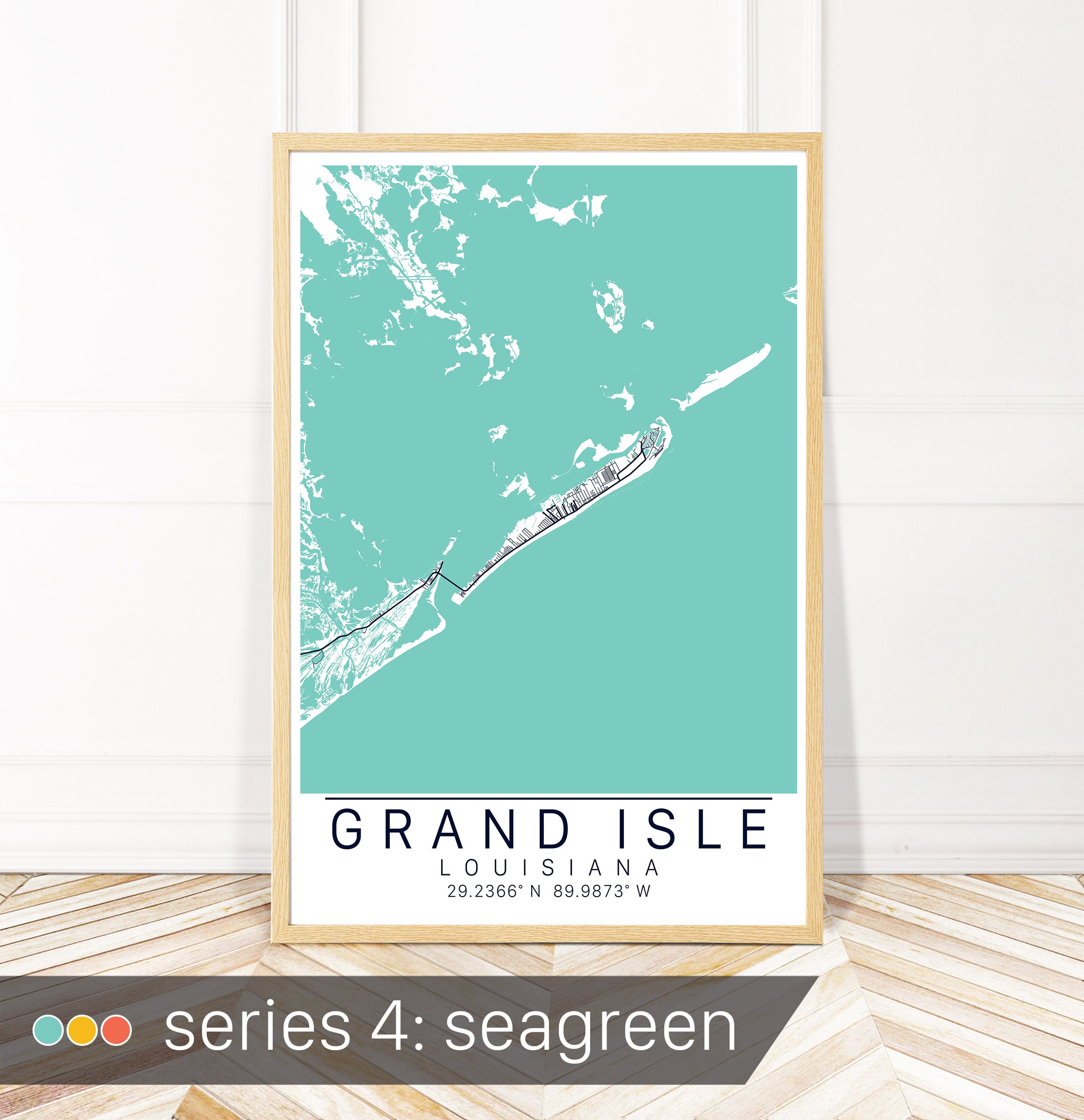 Grand Isle Map Art Print Map of Grand Isle Louisiana | Etsy