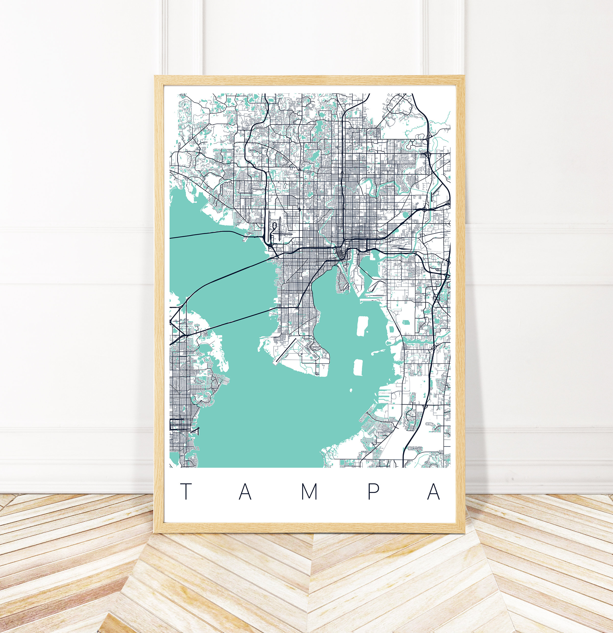 Tampa Map Art Print Map of Tampa Florida City Art Framed | Etsy